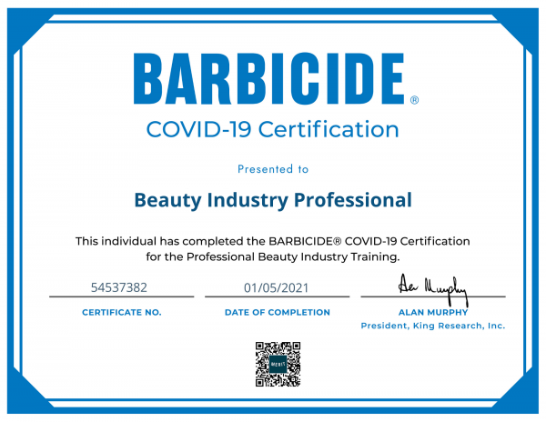 BARBICIDE® Certifications | BARBICIDE®